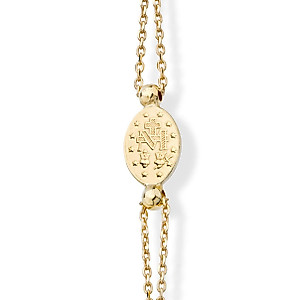 Miabella 18K Gold over 925 Sterling Silver 3.5-4mm White Cultured Freshwater Pearl Rosary Cross Charm Bead Bracelet for Women Teen Girls, Adjustable Link Chain 6 to 8 Inch 925 Italy (6" to 7")