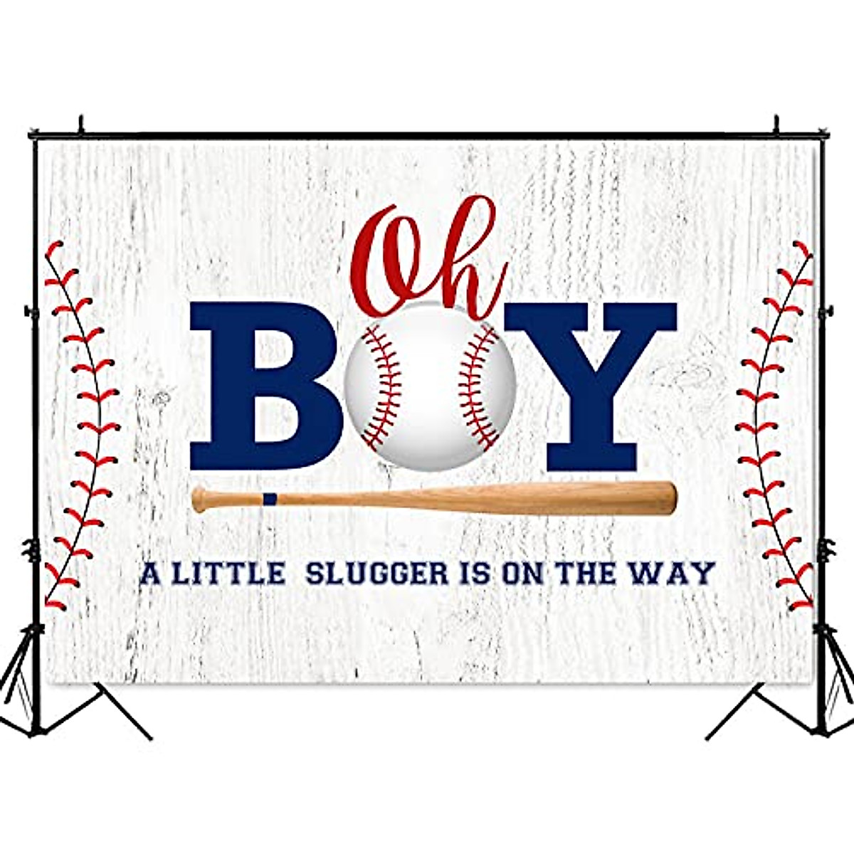 Mocsicka Baseball Baby Shower Backdrop Sports Oh Boy Baseball Baby Shower Party Decoration A Little Slugger is on The Way Baby Shower Background (8x6ft(96x72 inch))