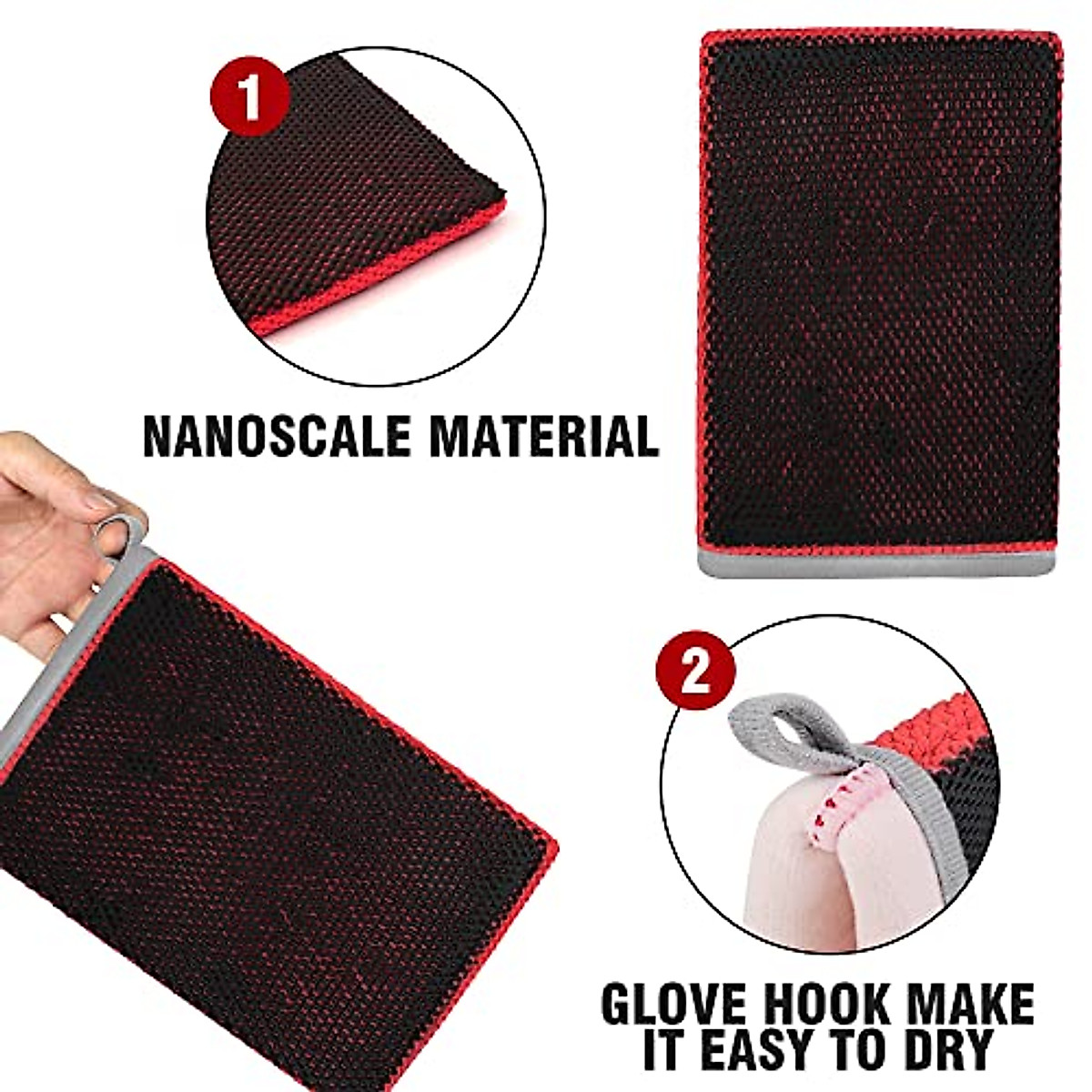 Tidy Monster 2 Pack Clay Bar Mitt for Car Detailing, Medium Grade Auto Magic Clay Towel, Scratch-Free and Paint Safe, for Cleaning Polishing Detailing Cars Paint, Glass, Wheels