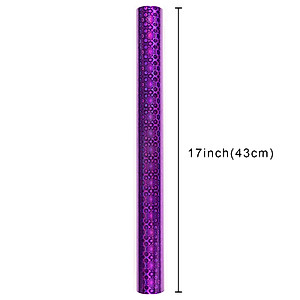 Homeral Holographic Purple Wrapping Paper Roll - 46.8 sq.ft. - Shiny Flower Pattern for Halloween, Birthday, Bridal Shower, Party, Christmas-17 inch x 32.8 ft