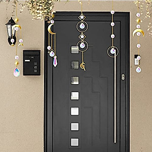 Crystal Suncatcher, 5pcs Window Hanging Sun Catchers Crystal Chandelier Ball Prism Pendant Light Catcher Ornament, Garden Suncatchers Window Rainbow Maker for Home Wedding Decoration Gifts