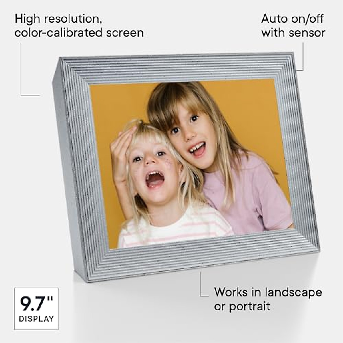 Aura Mason Luxe WiFi Digital Picture Frame | The Best Digital Frame for Gifting | Send Photos from Your Phone | 2K Display | Quick, Easy Setup in Aura App | Free Unlimited Storage | Sandstone
