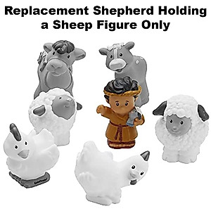 F-Price Replacement Part for Fisher-Price Little People Nativity Set - N4630 ~ Replacement Shepherd Holding a Sheep ~ Works with Many Sets, Brown, Gray