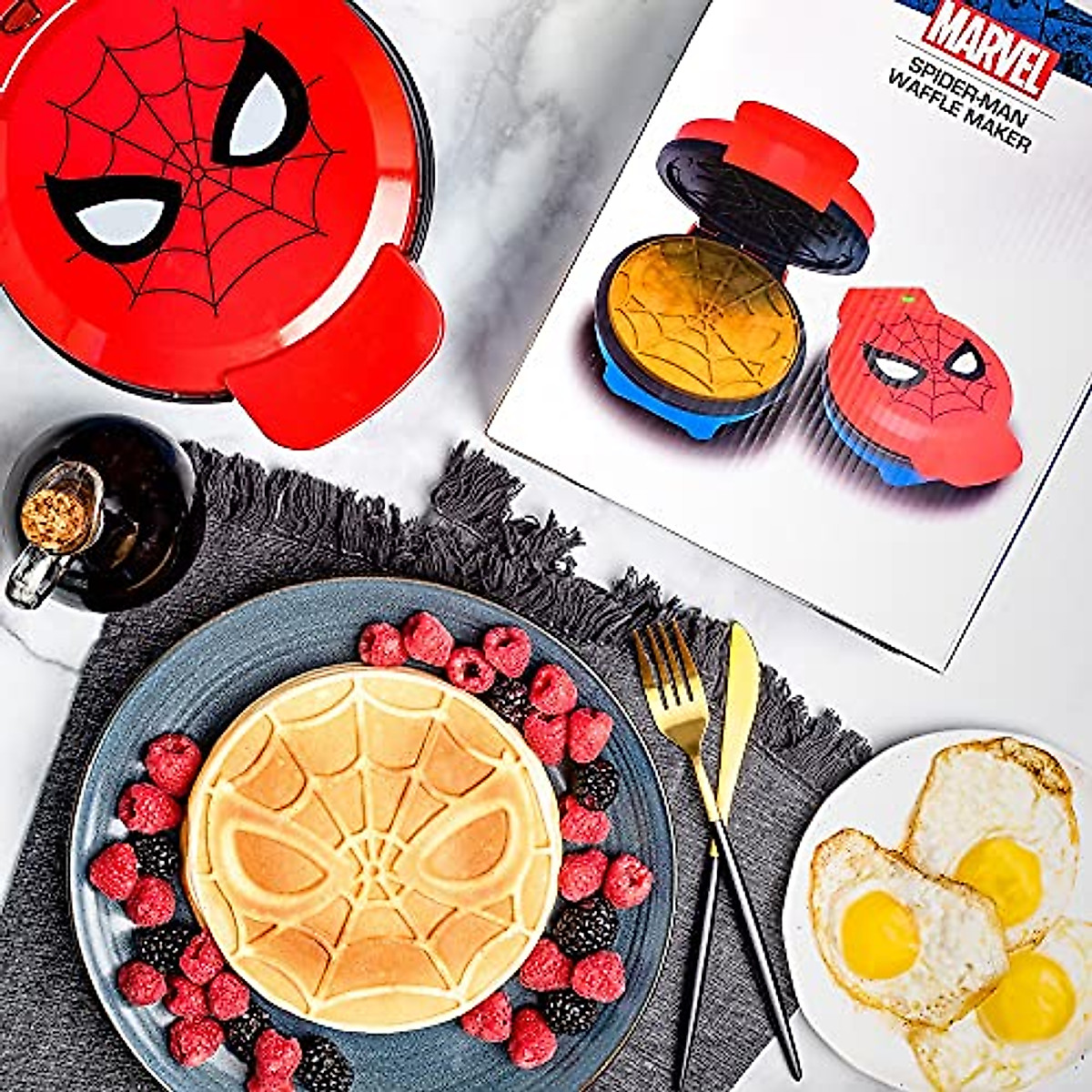 Uncanny Brands Marvel Spiderman Waffle Maker -Spidey's Mask on Your Waffles- Waffle Iron