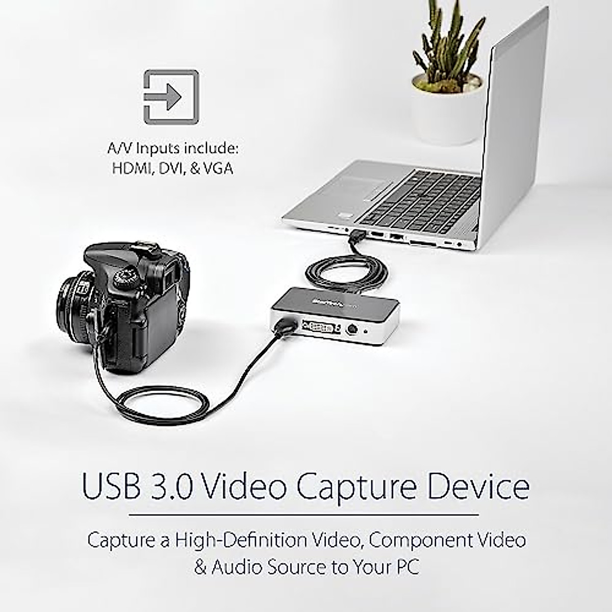 StarTech.com HDMI Video Capture Device - 1080p - 60fps Capture Card - USB Video Recorder - with HDMI DVI VGA, TAA (USB3HDCAP)