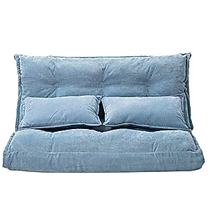 Merax Floor Sofa, Foldable Lazy Sofa Sleeper Bed with 2 Pillows, Adjustable Lounge Sofa Gaming Sofa Floor Couches 5-Position for Bedroom, Living Room, and Balcony, Blue