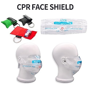 ifory 50 Packs CPR Pocket Mask Keychain, CPR Face Shield with One Way Valve Breathing Barrier for First Aid or ADE Training