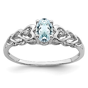 IceCarats 925 Sterling Silver Blue Aquamarine Diamond Ring Gemstone Band March Birthstone Jewelry Size 9