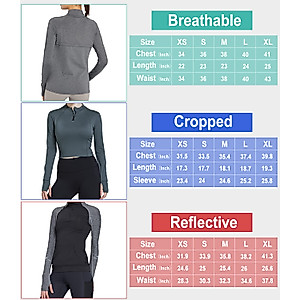 Quarter Zip Pullover Women Athletic Long Sleeve Golf Shirts Workout Shirt Fitted Long Sleeve Thumb Hole Active Wear Tops Black M