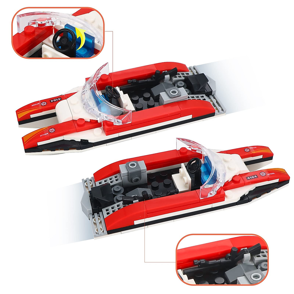 COGO MAN City Police Patrol Boat Building Blocks with Race Boat, Coast Guard Ship Cop Chase Crook Boat Building Toys, Police Toy Gift for Boys Kids Aged 6-12, 285 Pieces