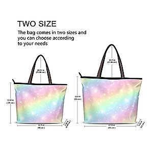 OTVEE Rainbow Pastel Clouds and Sky Handbag Top Handle Tote Bag for Women - L Size