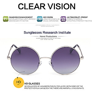 GEELOOK Round Sunglasses for Women Men Classic Oversized Circle Mirrored Hippie Hipster Polarized Sunglasses Metal Frame Mercury Lens