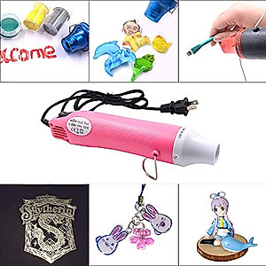 Heat Gun,mofa Hot Air Gun Tools Shrink Gun with Stand For DIY Embossing And Drying Paint Multi-Purpose Electric Heating Nozzle 300W 110V(Pink,White)