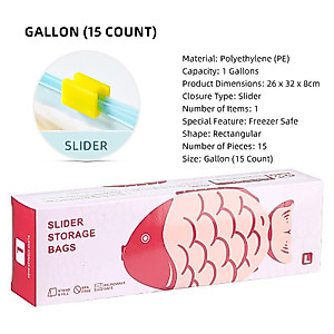 15pcs Ziplock Bags,Food Storage Freezer Bags,Resealable Slider Zip Stand and Fill Expandable Bottom Freezer and Microwave Safe