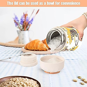 CUPADA Tropical Jungle Leopards Food Jar for Hot and Cold, Insulated Food Jars Vacuum 17OZ with Folding Spoon for Work Trip Picnic Camping