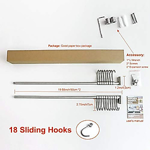 YIHAIXINGWEI Utensil Racks 39Inch Kitchen Hanger 304 Stainless Steel Wall Hanging Rail Rod Wall Mount Pot Rack Pans Flatware Storage Organization Holder with 15 Sliding Hooks.