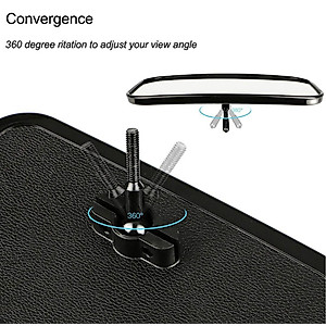 ZBGUN 1 PC Car Reversing Rearview Mirror, 4.5" x 8" 360° Adjustable Auxiliary Spherical Mirror, 1.5"/1.75"/2" Mounting Angle Universal Mounting Accessories, Suitable for Most Cars, ATVs, UTVs (Black)