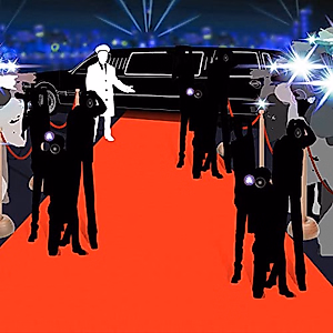 Halloween Paparazzi Props Photo Backdrop Red Carpet Runner for Party, Red Carpet Party Decorations Party Accessory Set, 6 Pieces with Red Carpet Runner for Academy Awards Outdoor Movie Night Party