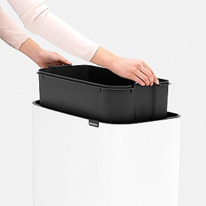 Brabantia Bo Touch Top Trash Waste/Recycling Garbage Can, 1 Inner Bucket (9.5 Gal), White
