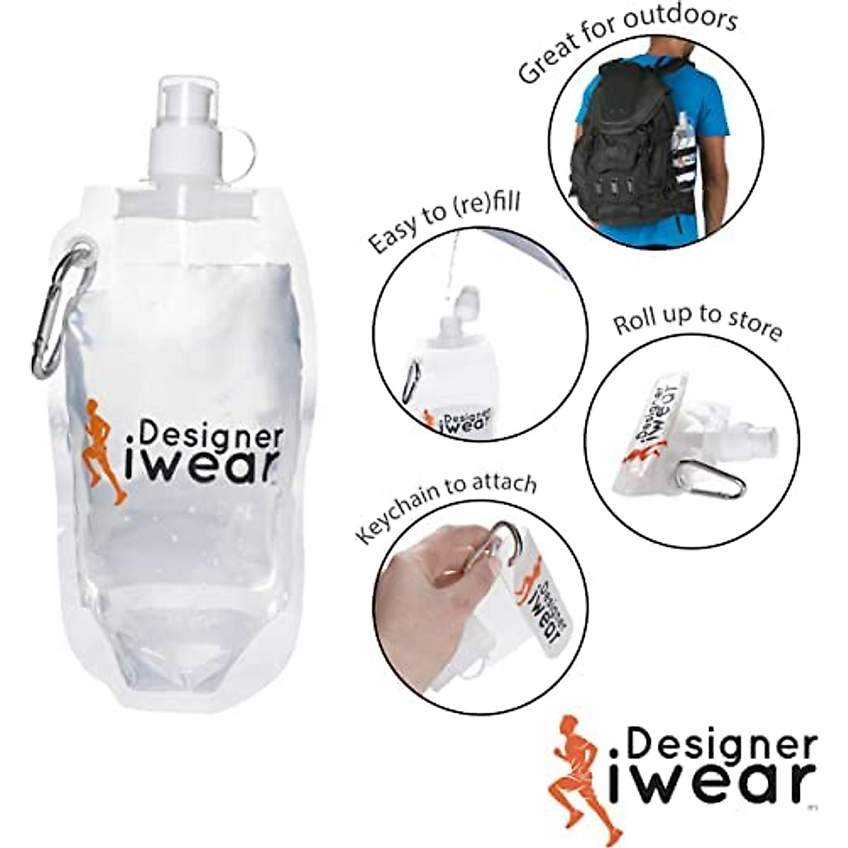 Oakley Men's 20L Enduro 3.0 Soft Orange Backpack for Hiking Backpacking Camping Traveling + BUNDLE with Designer iWear Collapsible Water Bottle with Carabiner