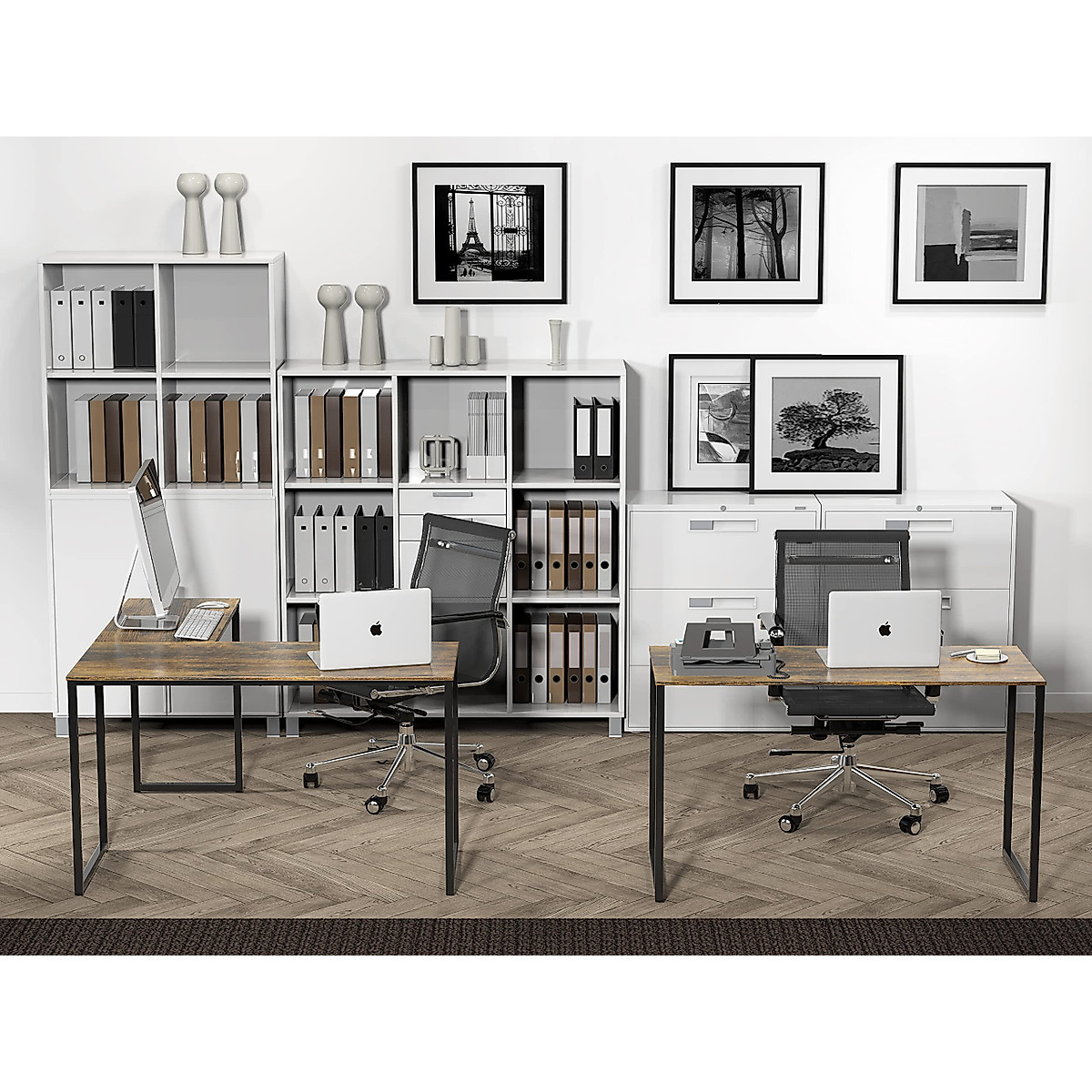 SHW 48-Inch Mission L-Shaped Home Computer Desk, Rustic Brown