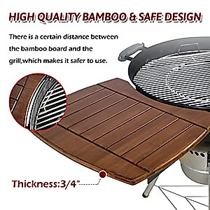 OLIGAI Grill Table for Weber Kettle Grill,Bamboo Charcoal Grill Table Shelf for 22 in Weber Mast Touch Grill,Upgrade Grill Side Table for 22" Weber Kettle Grill,Weber Master Touch Grill Accessories