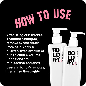 Boldify Thicken Volume Conditioner - Ultimate Biotin Formula for Hair Thickening, Split End Repair, Nourishment, and Fine or Oily Hair for Women & Men