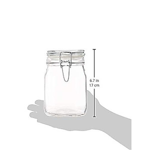 Bormioli Rocco Fido, 2 Pack, 33.75 Oz. Food Storage Glass Jars, Airtight Rubber Seal & Glass Lid, with Stainless Wire Clamp, Mason Jar, Made in Italy