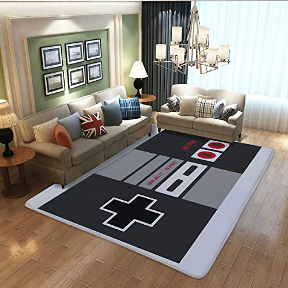 SAMAUN Large Gamer Rug Area Rugs Game Printed Carpets for Game Room Decor Gamer Boys Bedroom Decor 3D Printed Player Home Decor Non-Slip Crystal Floor Mat,Video Game Rug Retro Gamepad（39x60inch）