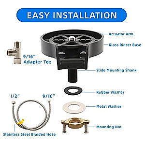 Essbhach Glass Rinser for Kitchen Sink, Faucet Bottle Washer Cleaner, Cup Rinser for Bar Sink, Glass Cleaner SInk Accessories, Black