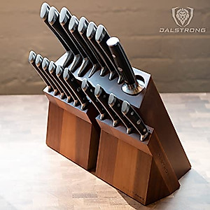 DALSTRONG Knife Block Set - 18 Piece Colossal Knife Set - Gladiator Series - High Carbon German Steel - Acacia Wood - ABS Handles Kitchen Knives - Premium Kitchen Knife Set with Block - NSF Certified