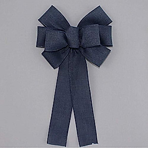 Navy Blue Rustic Wreath Bow - Package Perfect Bows are Made in USA (8 inch bow)