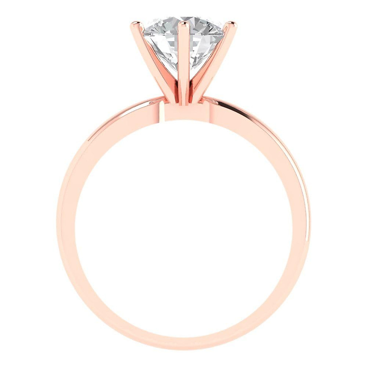 Clara Pucci 2.0 ct Round Cut Solitaire Genuine Moissanite Wedding Bridal Designer Anniversary Engagement Ring in 14k rose Gold for Women