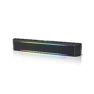 Fosi Audio C4 Computer Speakers, PC RGB Gaming Sound Bar Bluetooth Speaker for Desktop Monitor, Laptop, Console, Portable Wireless Soundbar with Rhythmic Lighting and Bass