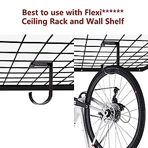 Saderoy 6-Pack Add-On Storage Flat Hook Accessory for Garage Ceiling Storage Rack and Wall Shelving, Black- Suitable for FLEXINOUMTS Ceiling Storage Racks and Wall Shelves