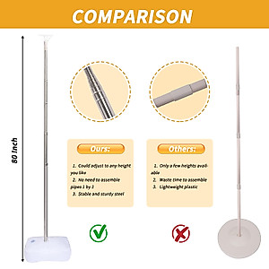 RUBFAC Balloon Stand Kit, 2 Sets of Adjustable Height (Max 6.6ft) Balloon Column Kit for Floor with Telescopic Pillar for Baby Shower Birthday Party Graduation Wedding Valentine's Day Decorations