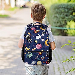 KAXVZER Space Backpack for Girls - 16 Inch Blue Backpacks for School - Cute Lightweight Bookbag for Boys