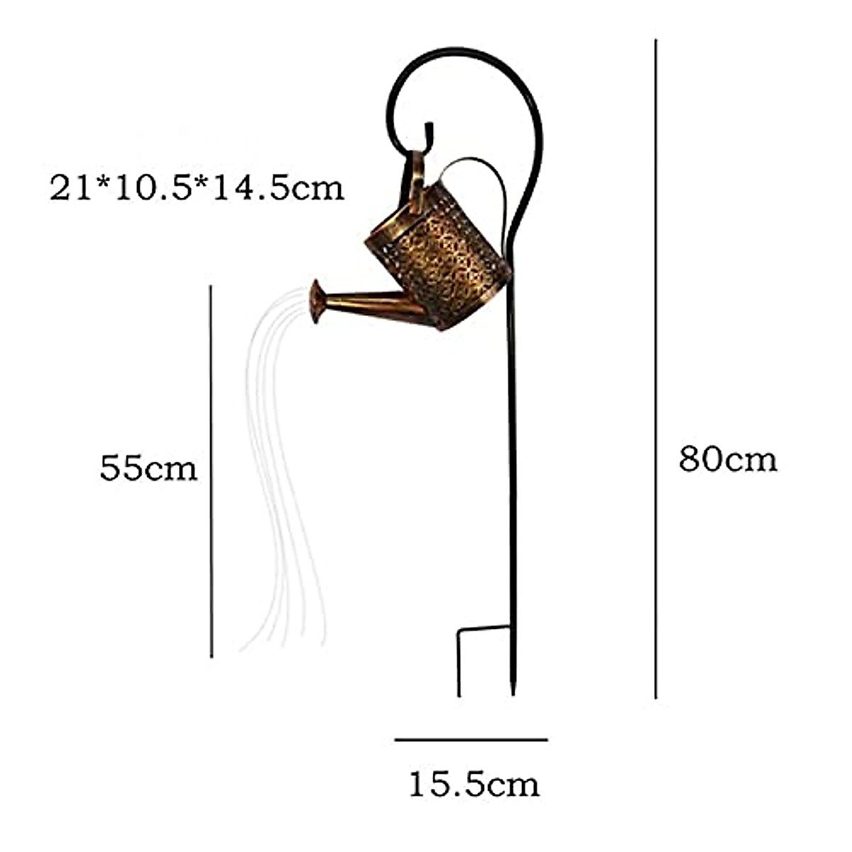 BB&UU Metal Garden Stake Lights,Outdoor Solar Garden Lights,Pathway Hollow Watering Can Solar Light,Decorative Fairy String Light Art Hanging Kettle Lantern-A 15.5x80cm(6x31inch)