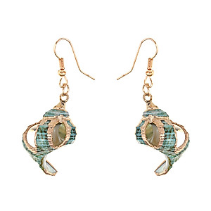 Alilang Womens Multicolor Golden Accent Ocean Seashell Conch Mermaid Sea Witch Drop Dangle Earrings, Green