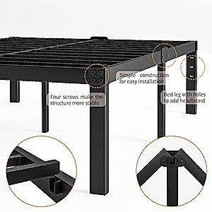 Gdduck 18 Inch Queen Size Bed Frame Platform Metal Bed Frame with Storage，Sturdy Steel Frame No Box Spring Needed,Black Frame Heavy Duty Noise-Free,Easy Assembly，Support up to 3500lbs