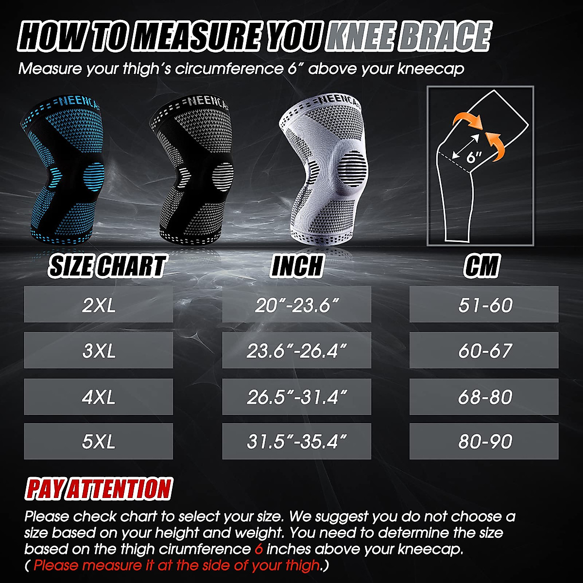 NEENCA Plus Size Knee Brace for Knee Pain, Knee Support with Side Stabilizers & Patella Gel Pad, Knee Compression Sleeve for Meniscus Tear, Arthritis Joint Pain Relief, ACL, PCL, All Sports. Plus Size