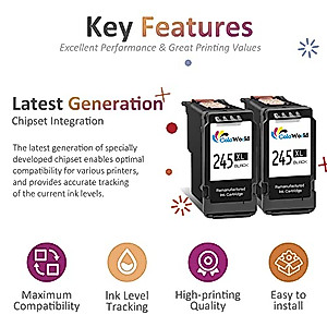 ColoWorld Remanufactured Ink Cartridge Replacement for Canon 245 PG-245XL 245XL for Pixma MX492 MX490 TR4520 MG2522 MG2922 MG2520 MG2920 MG3022 MG2420 iP2820 TS202 TS3122 MG3029 Printer (2 Black)