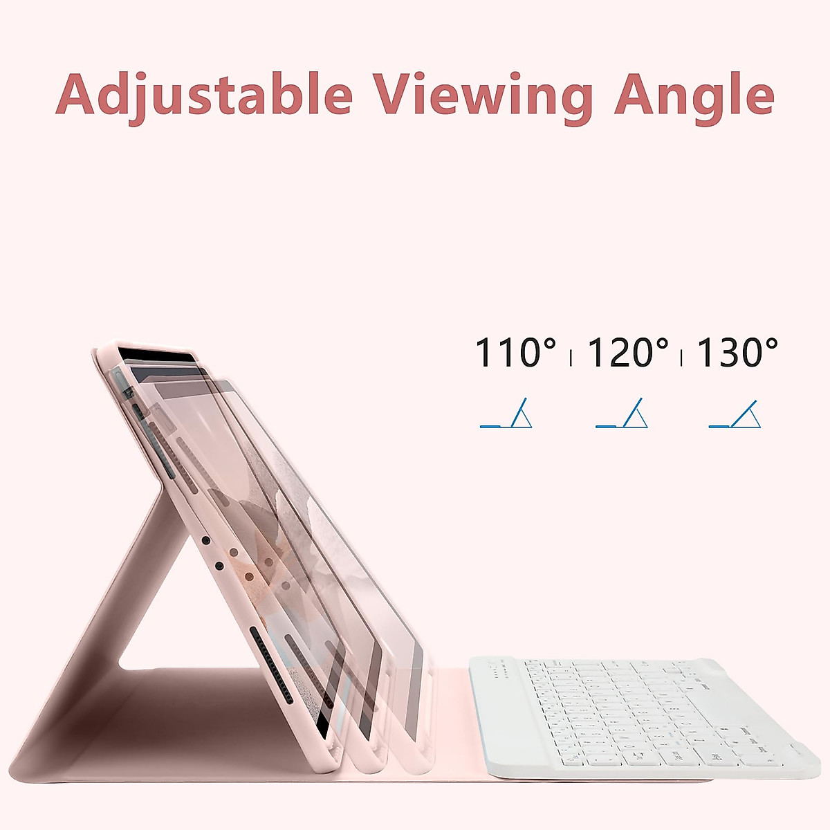 TQQ for iPad Air 13-inch (M2) 2024 & Pro 12.9 inch 2022 Case with Keyboard, Keyboard case for 12.9-inch iPad Pro 6th/5th Generation - with Pencil Holder for New iPad Air 13-inch/iPad Pro 12.9 (Pink)