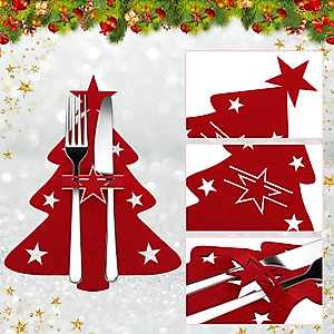 Molain Christmas Tree Cutlery Holders, 8pcs Christmas Cutlery Holders, Christmas Silverware Holders Set, Xmas Table Decorations, Pockets Knifes Forks Tableware Bags Dinnerware for Party Home Decor