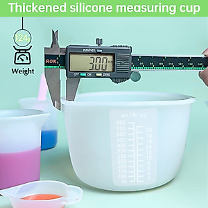 Silicone Measuring Cups for Resin Supplies, Resin Cups Kit with 600ml & 100ml Resin Mixing Cups and Tools, Silicone Cups for Resin Molds, Epoxy Resin Cups, Cooking, Casting Moulds, Jewelry Making