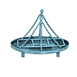 OwlGift Metal Sailboat Shaped Napkin Holder, Tabletop Paper Towel Dispenser, Mail Letter Sorter Rack, Document File Storage - Turquoise