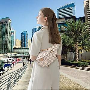 Sling Bag for Women Small Belt Chest Bum Bag Checkered waist Fanny Pack Crossbody for women Designer-Perfect for On-the-Go Style (White 1)