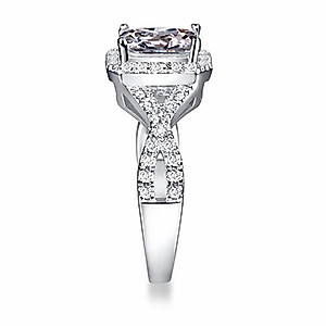 Princess Cut Engagement Rings for Women White Gold, 1-1/2 Carar(ctw) Moissanite Twisted Women's Engagement Rings Platinum Plated Silver 10K 14K 18K Gold Wedding Anniversary Promise Rings with Text Engraving (10K Gold)