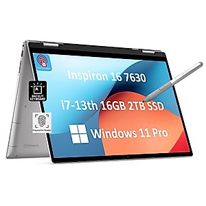 Dell Inspiron 16 7000 7630 2-in-1 Business Laptop (16" FHD+ Touchscreen, 13th Gen Intel 12-Core i7-1360P, 16GB DDR5 RAM, 2TB SSD, Active Stylus) Backlit, Fingerprint, FHD Webcam, Win 11 Pro, Silver