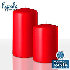 Hyoola Red Pillar Candles 2x3 Inch - Unscented Pillar Candles - Set of 4 - European Made